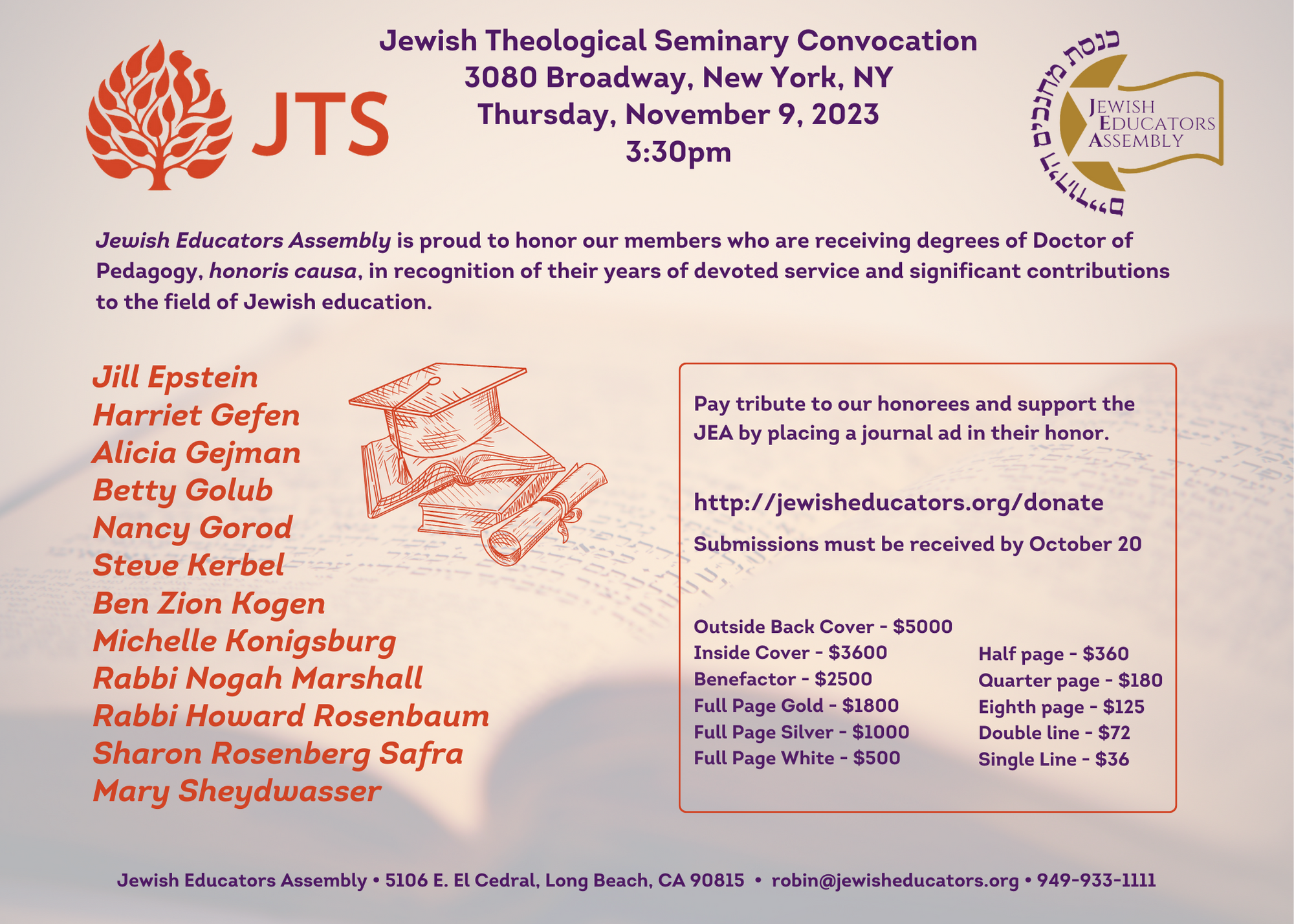 2023 Convocation Journal – Jewish Educators Assembly (JEA)